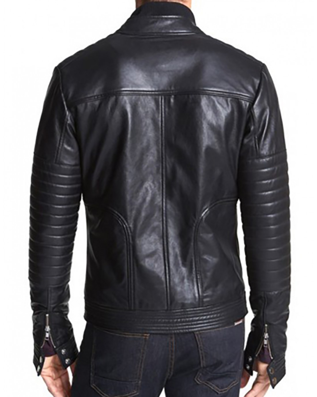 Mens All Over Zippers Black Motorcycle Leather Jacket