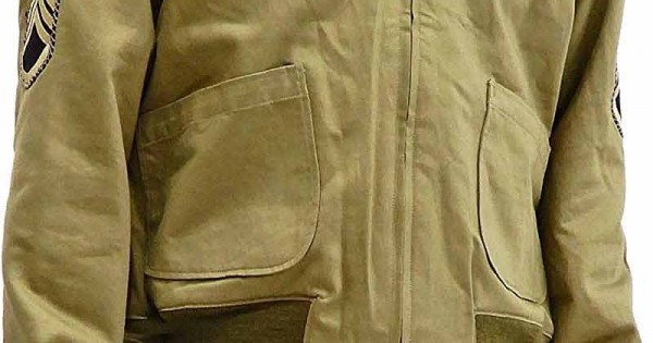 Brad Pitt Fury Wardaddy Military Tanker Khaki Bomber Cotton Jacket