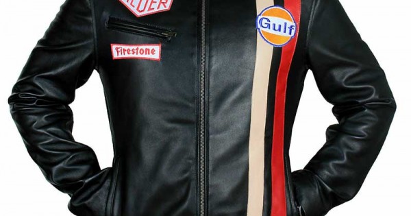 Vintage Gulf Le Mans Steve Mcqueen Genuine Leather Jacket